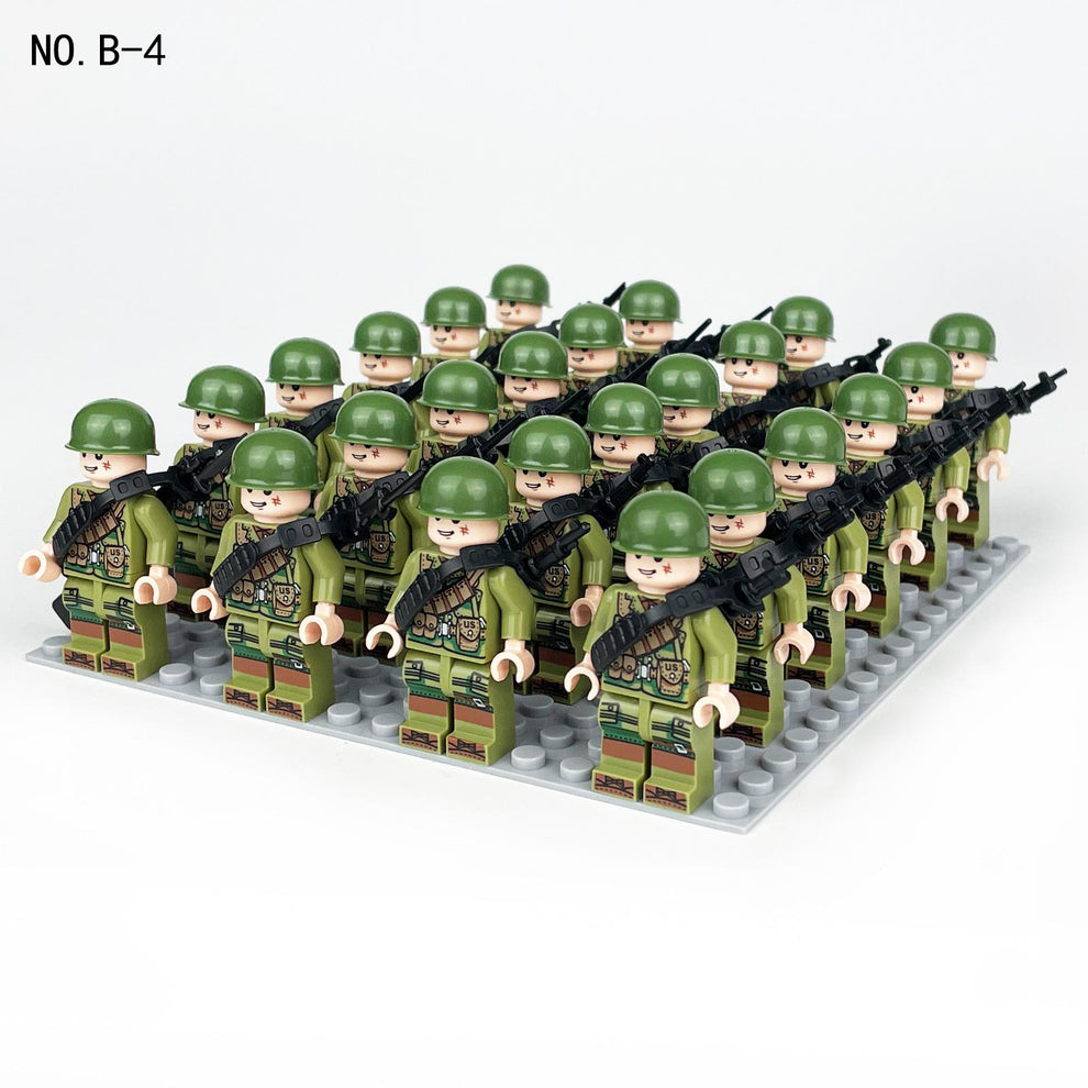 12 or 24 Minifigure WW2 Soldier Figures Building Blocks Germany UK US ...